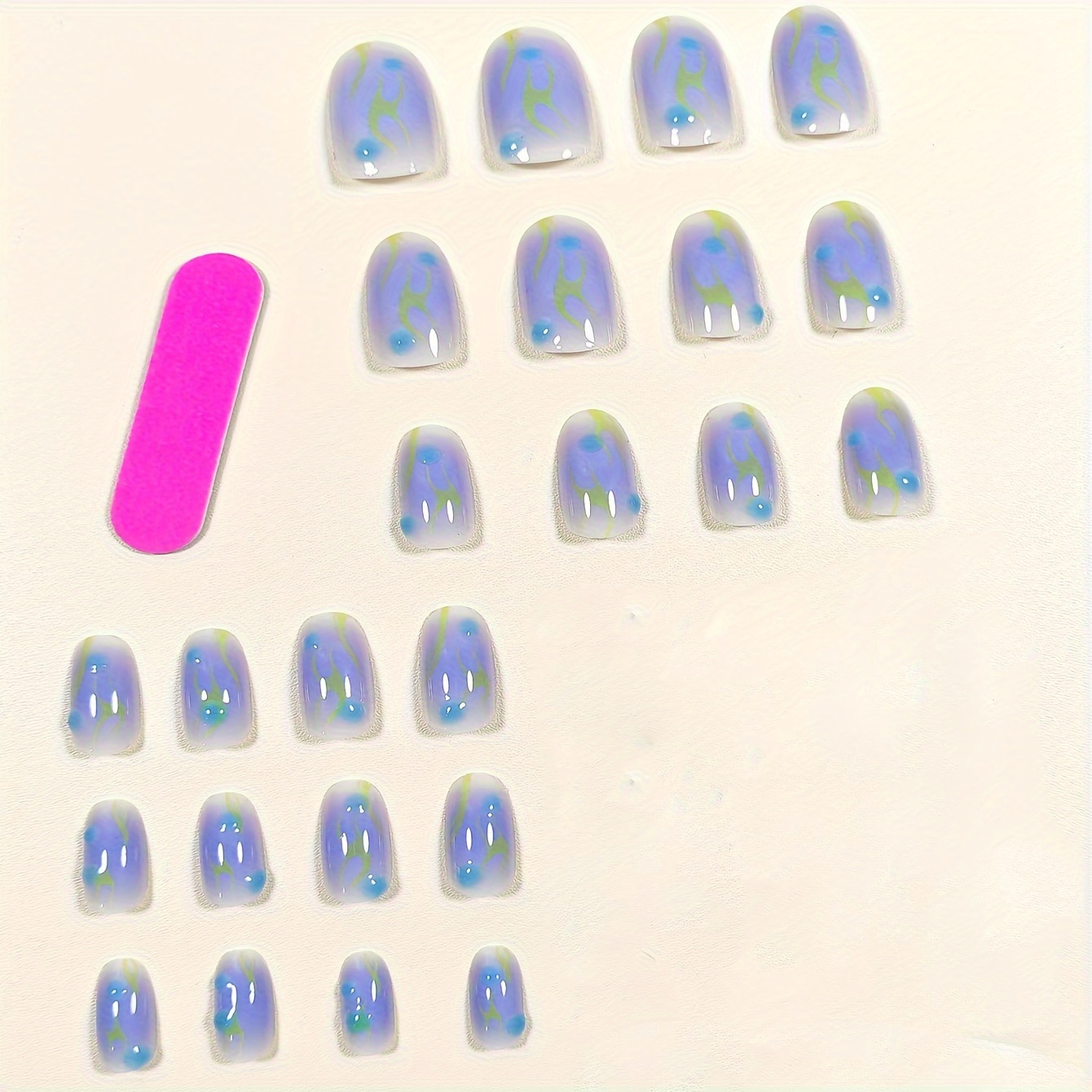 Blue Tear Nails Kit Glossy Finish Medium Almond - Temu