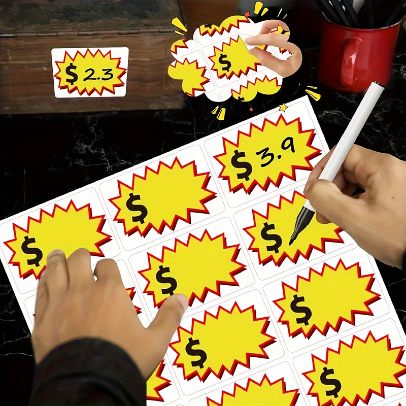 Starburst Garage Price Tags Detachable Yellow Labels - Temu