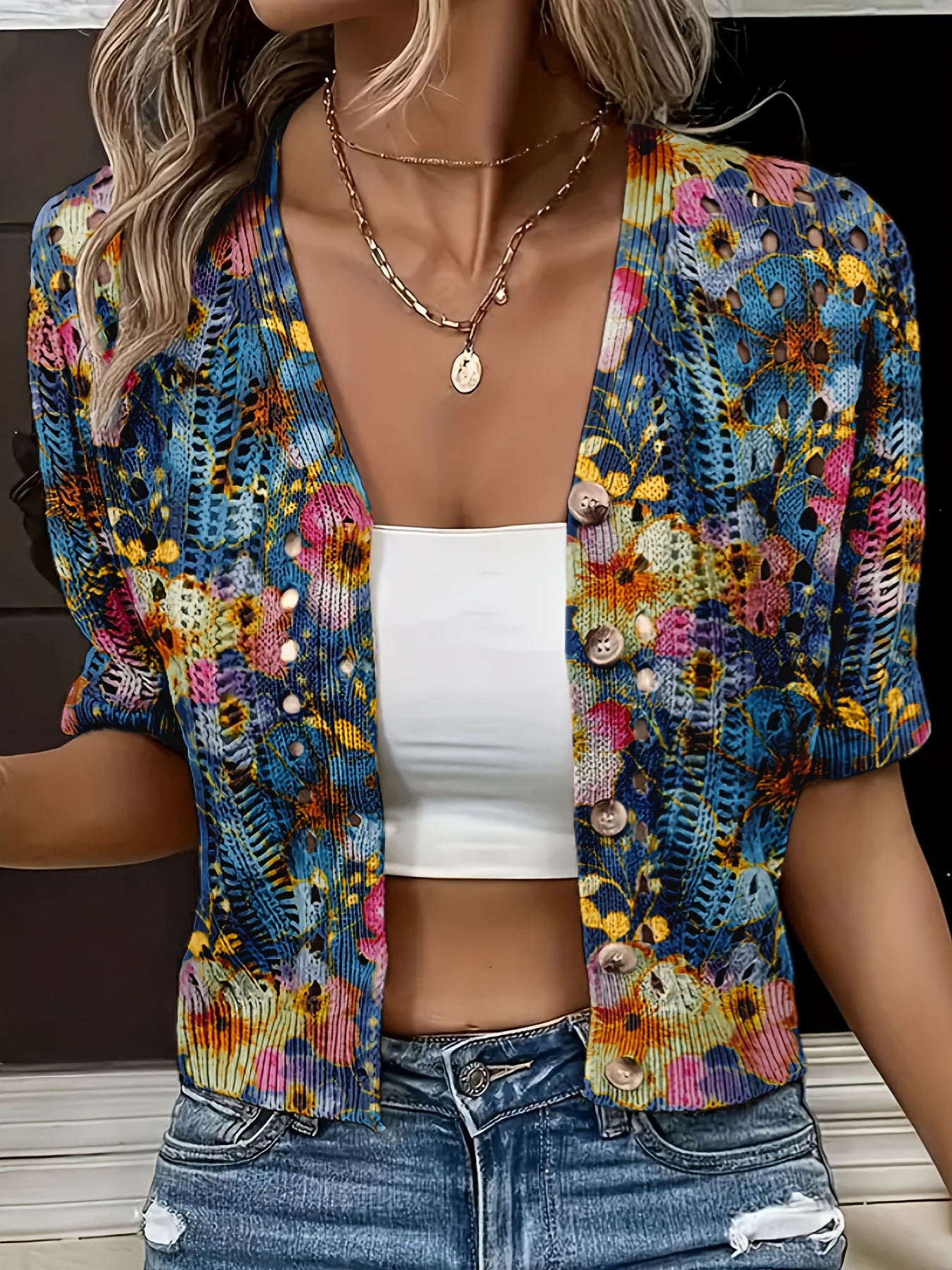flower cardigan sold on Temu United States
