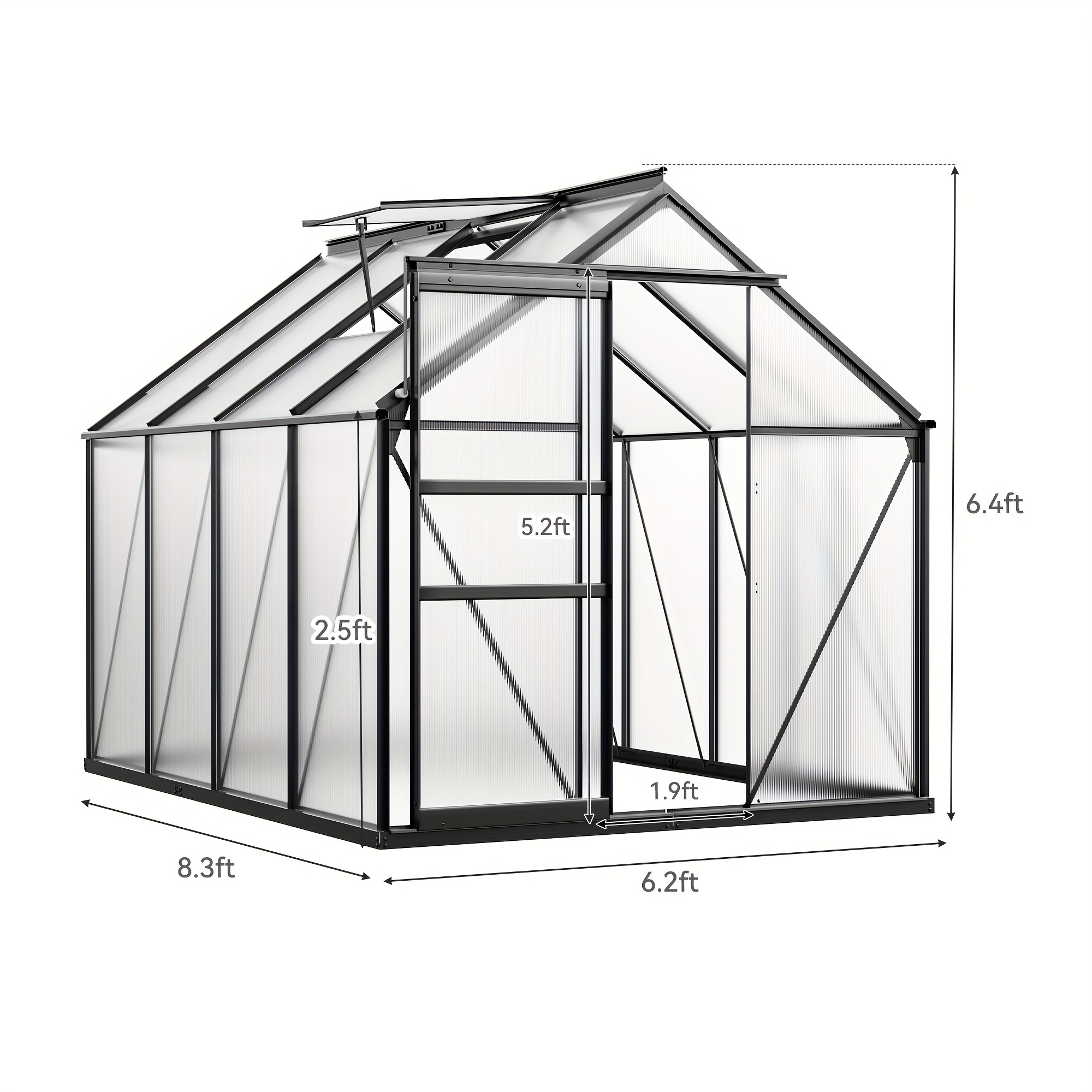 Balconera 6x8ft Polycarbonate Greenhouse Heavy Duty Green Houses ...
