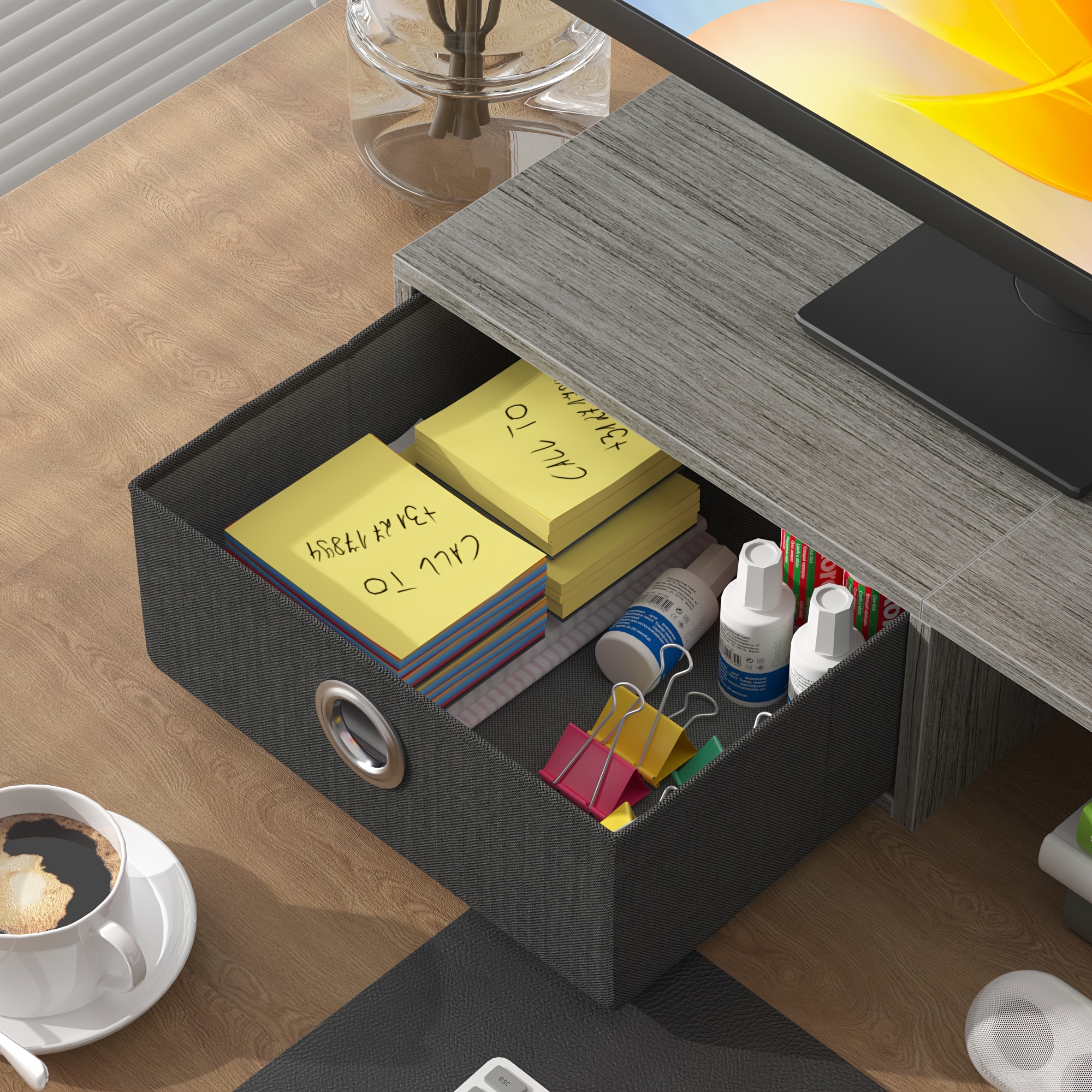 Dual Monitor Stand Riser Two Drawers Versatile Double Screen - Temu