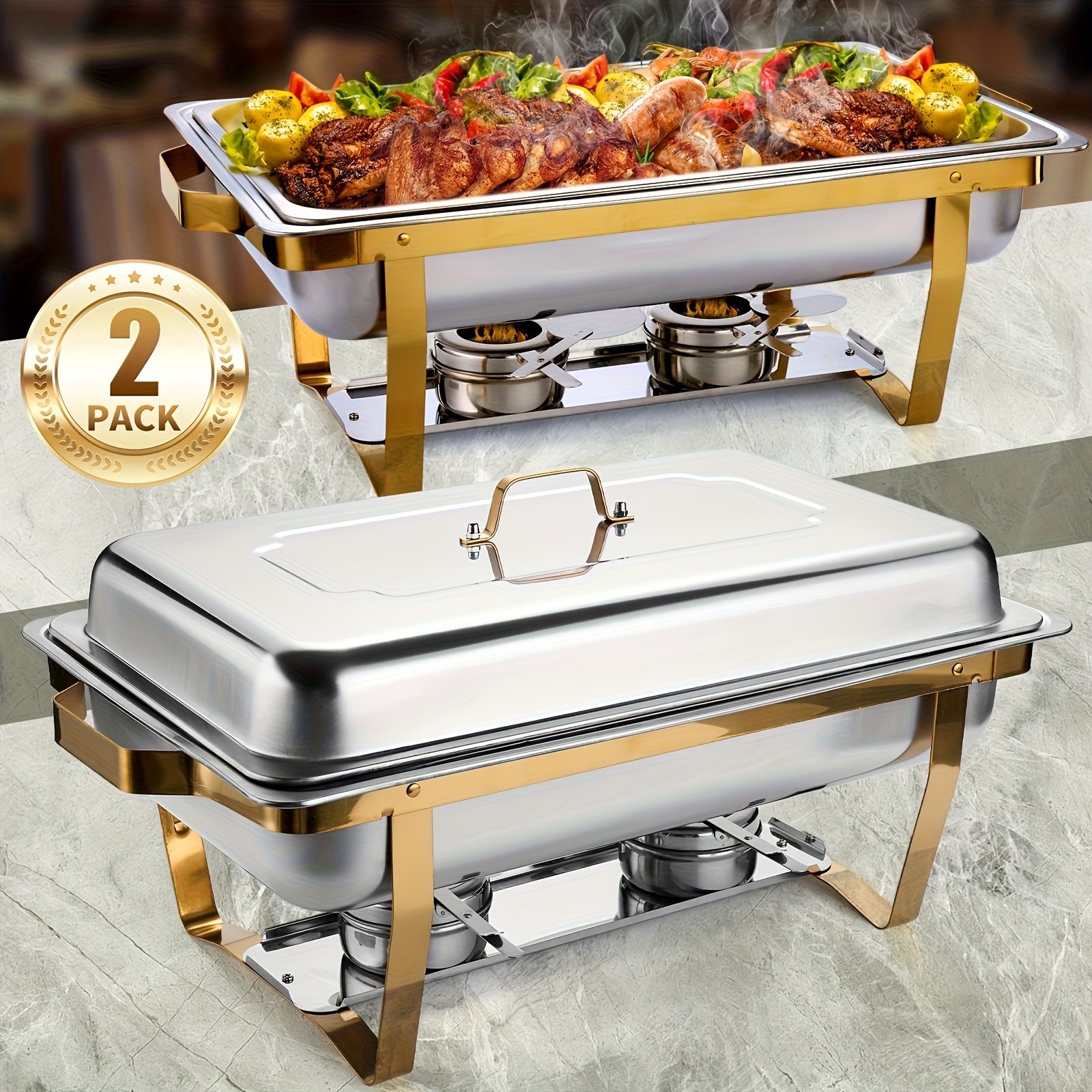 Ensemble De Chauffe-plats Luxe Lot De 4 Plats Chauffants Pour Buffet 8 ...