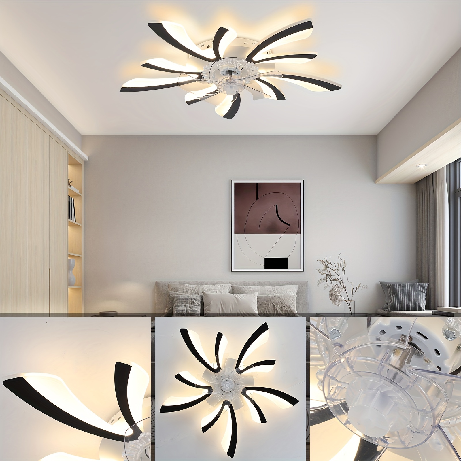 Modern Ceiling Fans Lights Remote Dimmable Low Profile - Temu