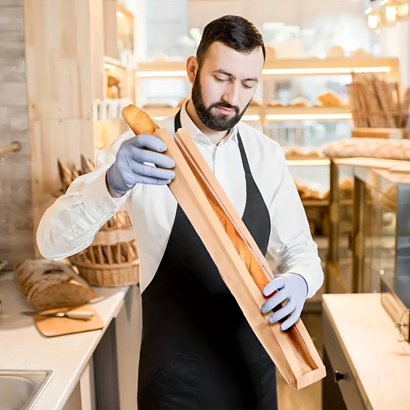 Kraft Paper Bread Bags Front Window Disposable Long Baguette - Temu