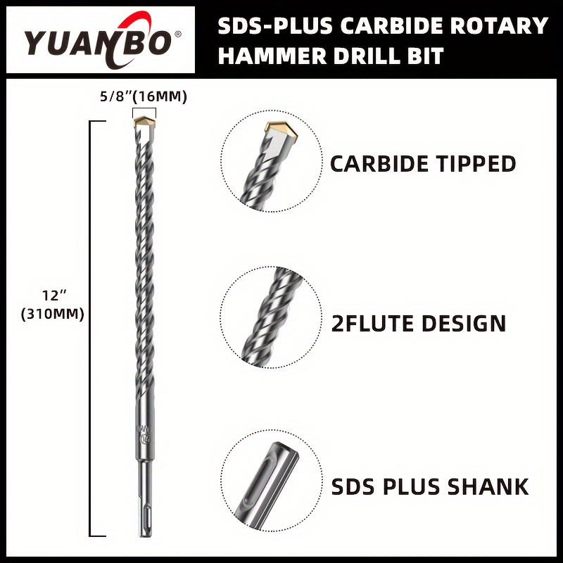 レンガ 石 コン 用のカーバイト先端付きSDSプラス回転ハンマードリ 8 25mm X 310mm（5/1 - Temu Japan