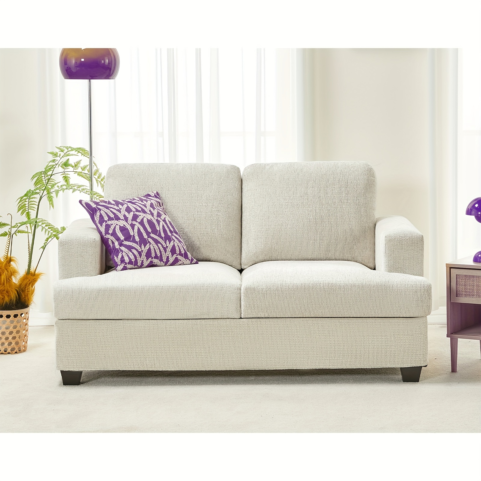 Contemporary Chenille Sofa with Extra Deep Seats 63 Wide Loveseat Couch Hardwood Frame Track Arm Cushion Back for Living Room Apartment