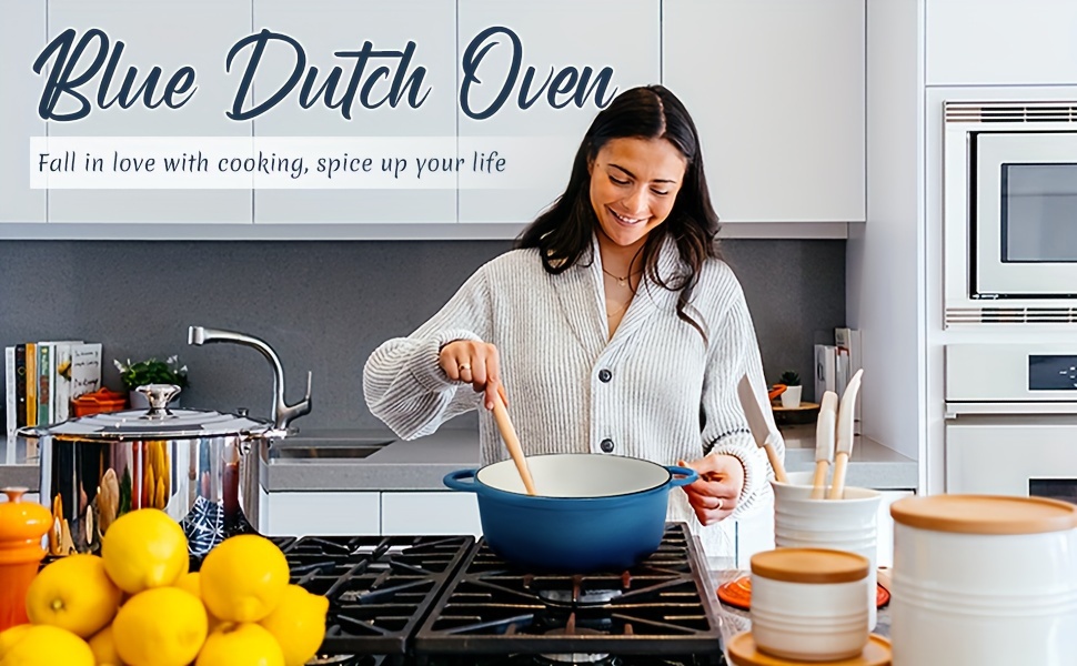 4.5 Qt/ Cast Iron Dutch Oven Enamel Coated Cookware Pot Self - Temu