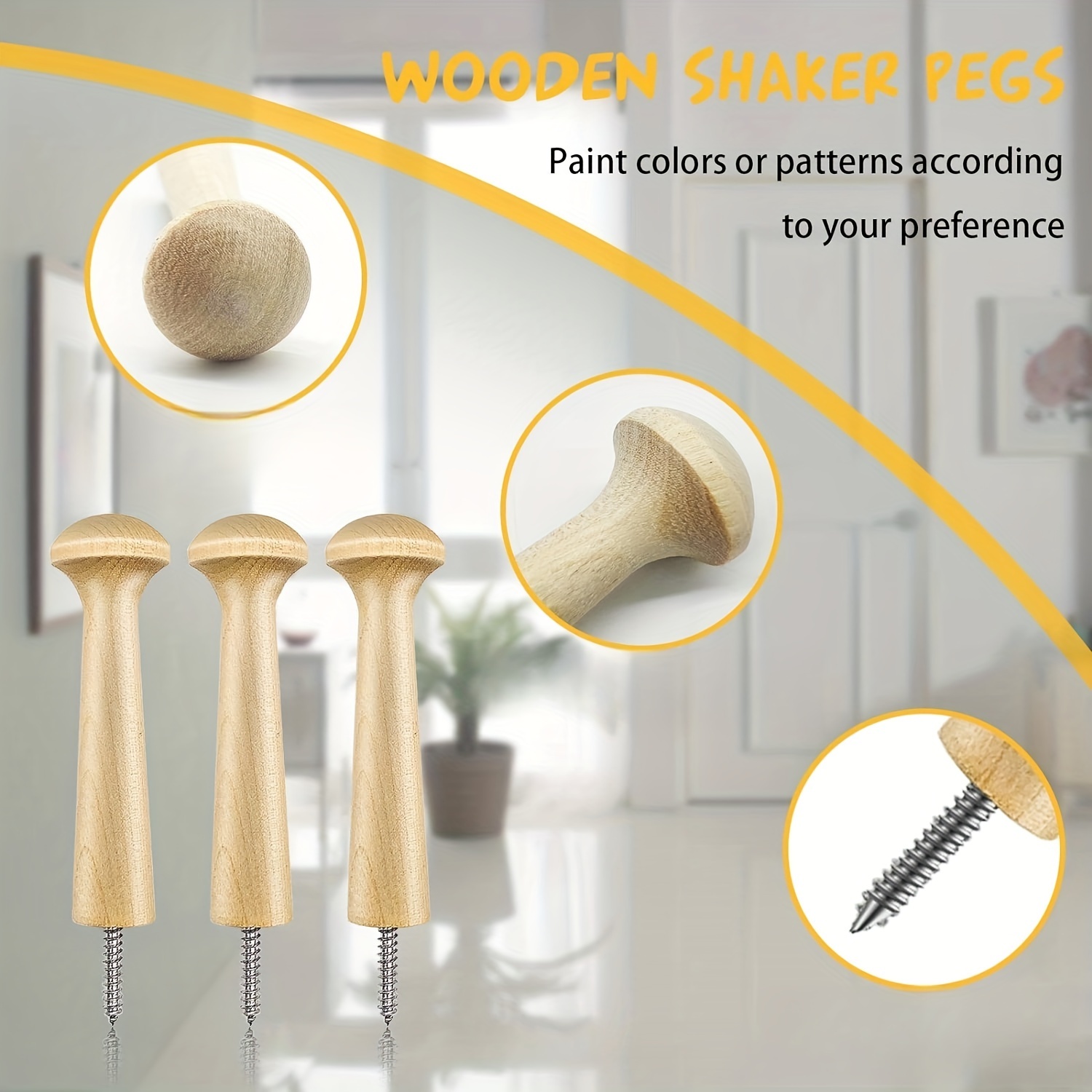 wooden shaker pegs wall mount coat hooks – fashionable solid - Temu