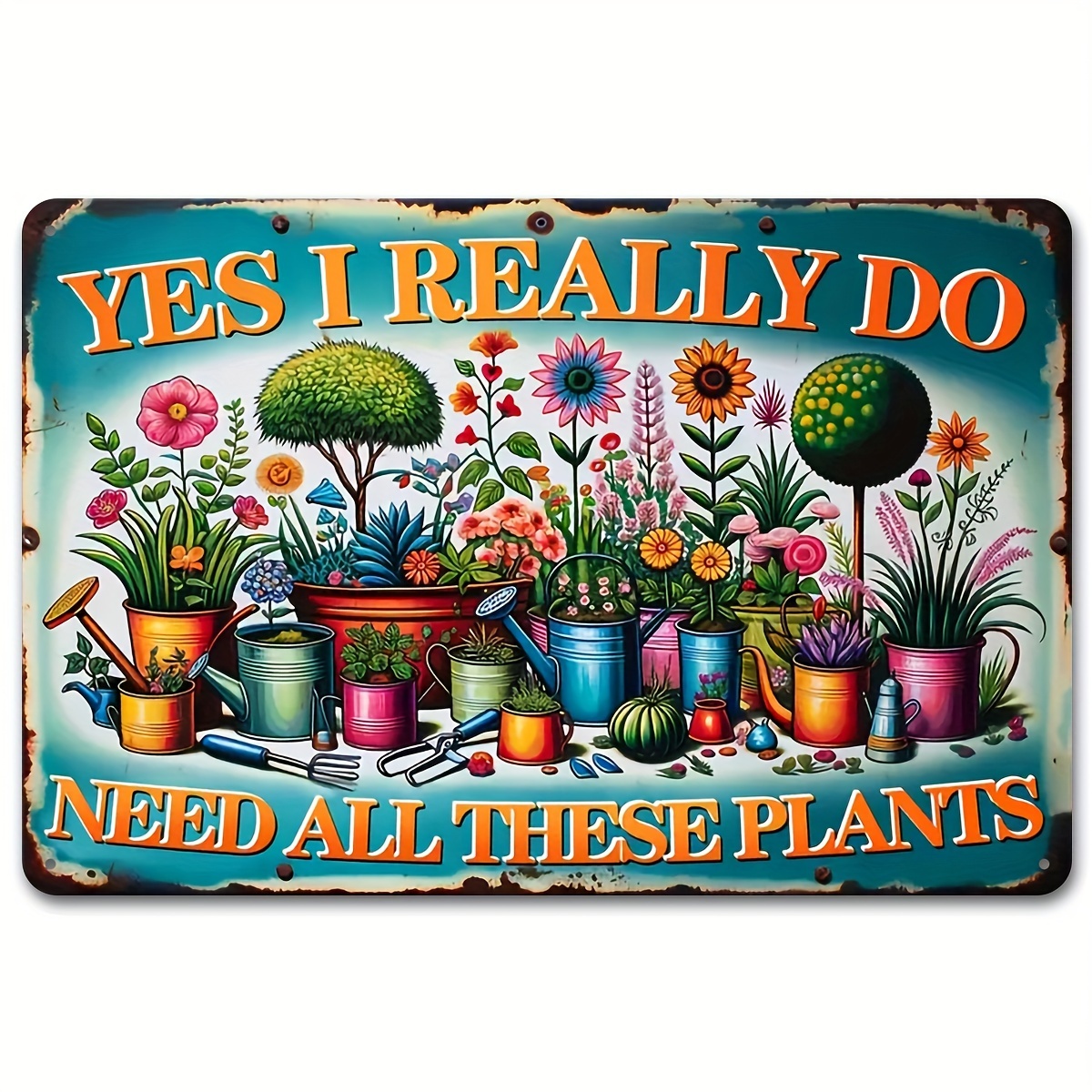 Retro Metal Tin Sign Colorful Garden Wall Art Decor Iron - Temu United ...