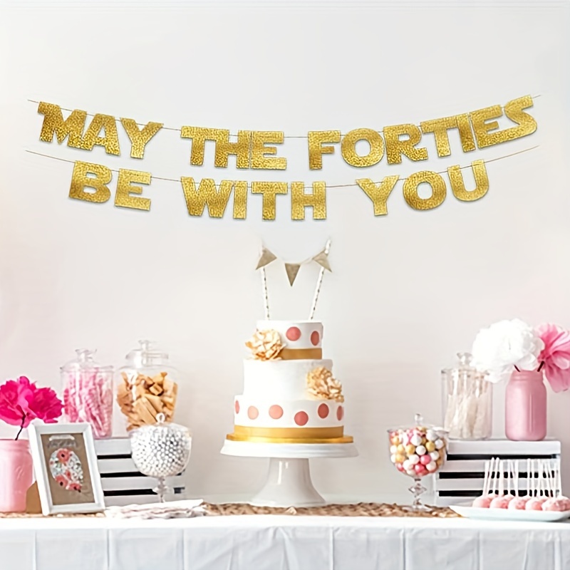 May Banner Happy 40th Birthday Party Glitter Banner - Temu