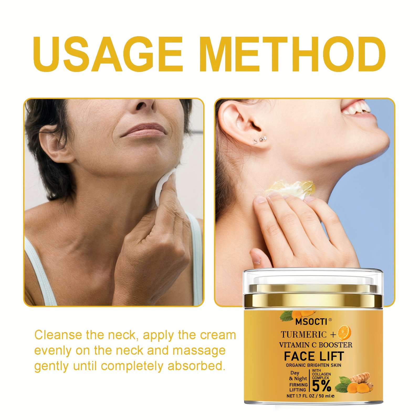 Turmeric Vitamin C Booster Face Neck Cream Collagen - Temu