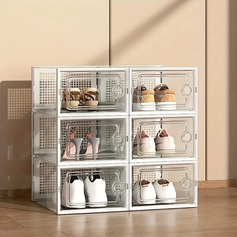 Transparent Shoe Box Lid Free Combination Shoe Cabinet - Temu United ...
