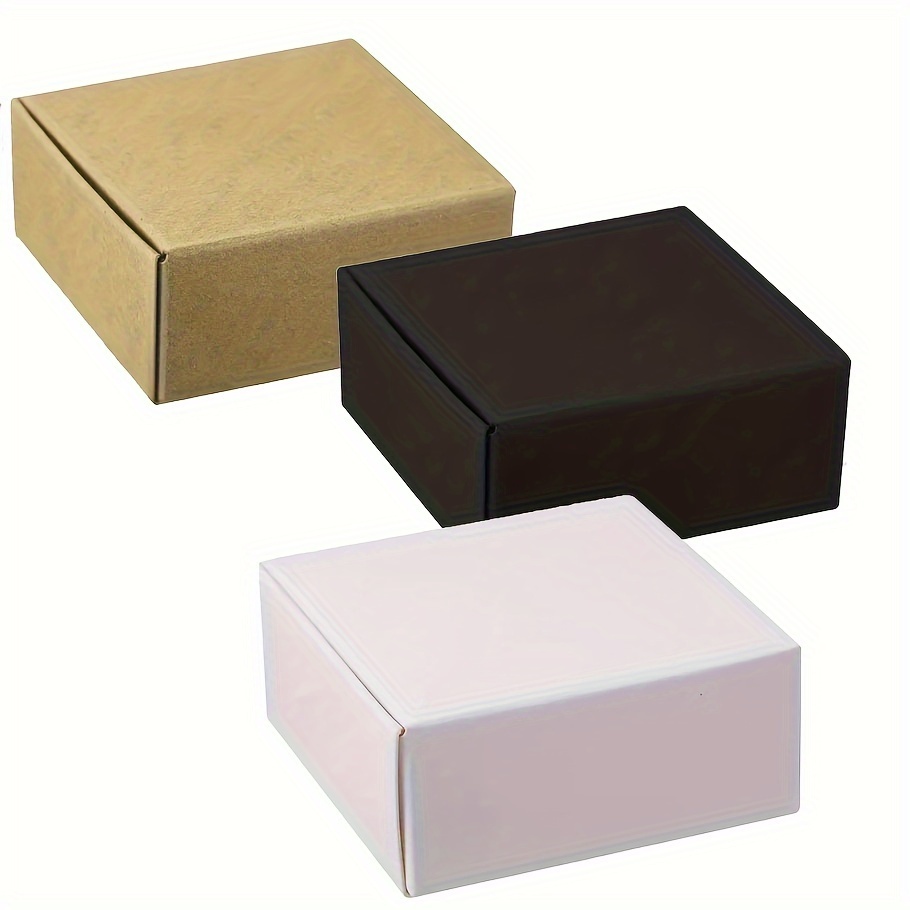 10pcs Versatile Kraft Paper Gift Boxes with Lids 5.51x5.51x2.49cm Ideal for Jewelry Crafts Small Treats Light Brown White Black
