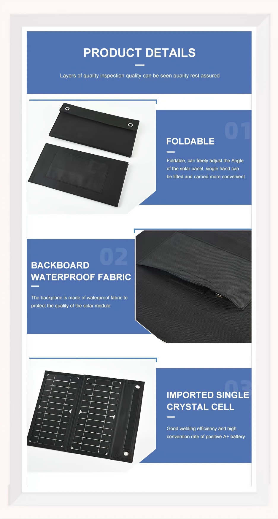 "high-efficiency" 25w Monocrystalline Silicone Solar Charger - Portable ...