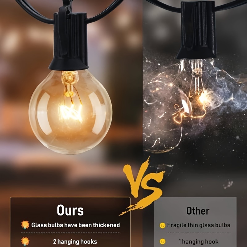 100ft outdoor string lights patio lights with 50 bulbs backyard porch ...