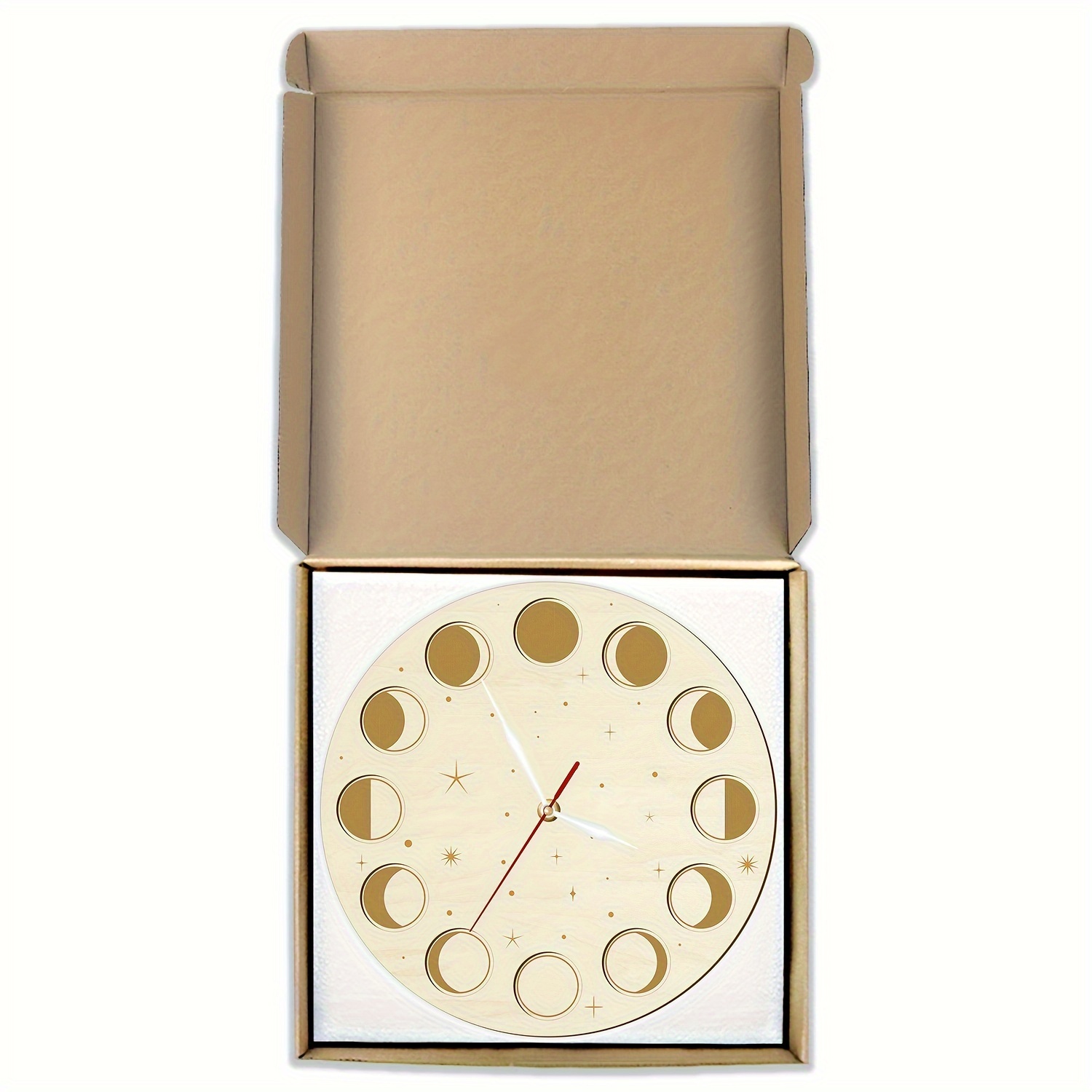 Modern Laser Cut Phases Of The Moon Clock Wooden Dual Layer Wall Clock ...