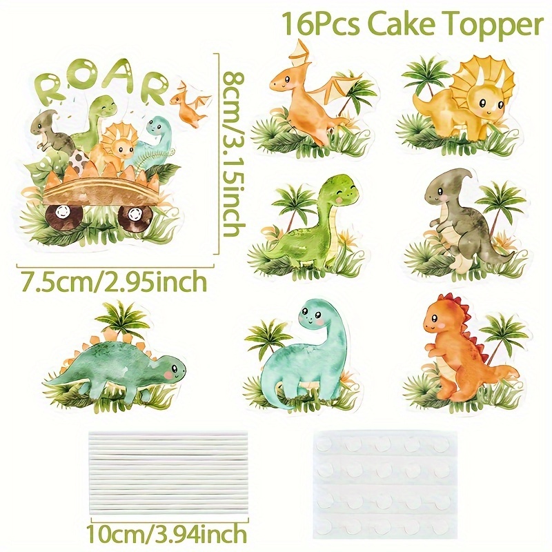 Roar Dinosaur Cake Toppers Dino Theme Paper Cake Insert - Temu Denmark