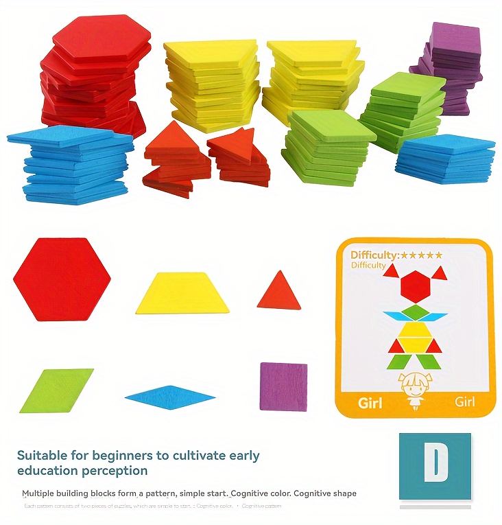 Wooden Creative Shape Puzzle, Intellectual Seven Clever Puzzle Board ...