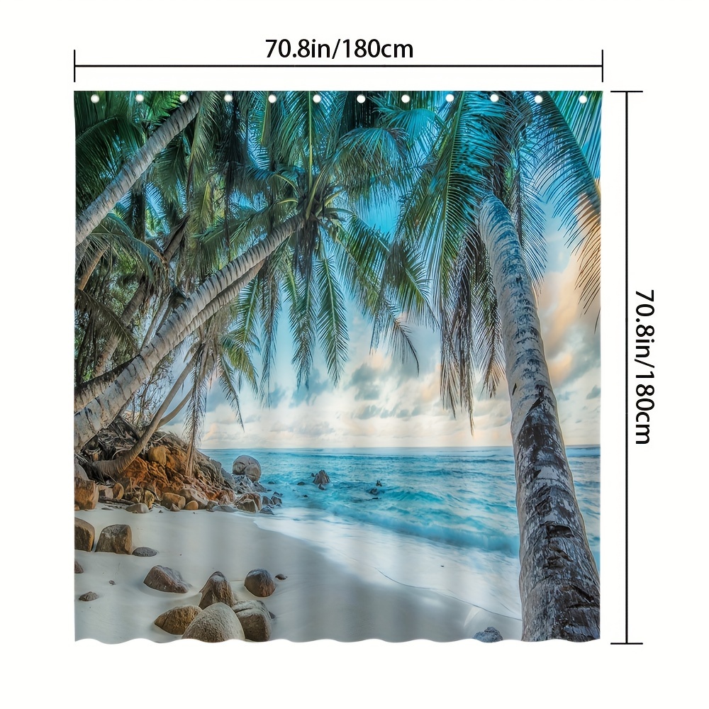 1pc Seaside Coconut Tree Pattern Shower Curtain Waterproof - Temu Denmark