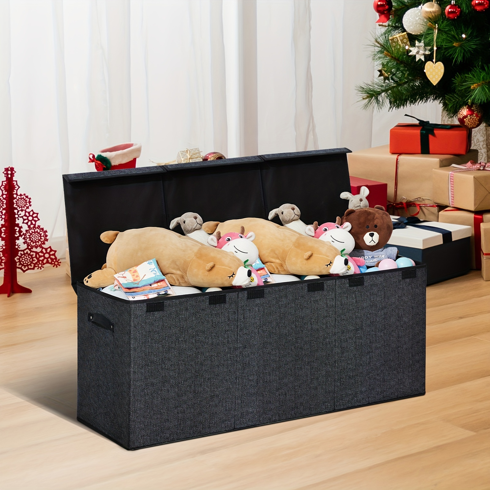 Collapsible toy box with lid store