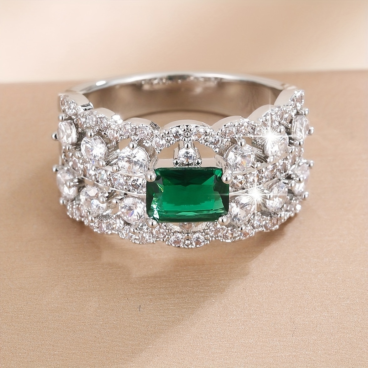 Shiny Vintage Ring Inlaid Zircon Band Ring Elegant Style - Temu United ...