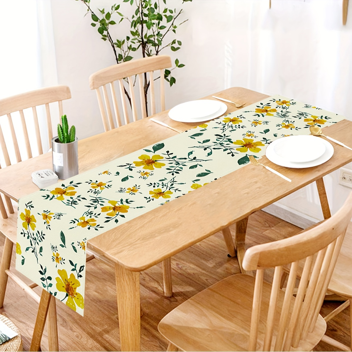 Linen Table Runner Floral Print Tablecloth Rustic Farmhouse - Temu United