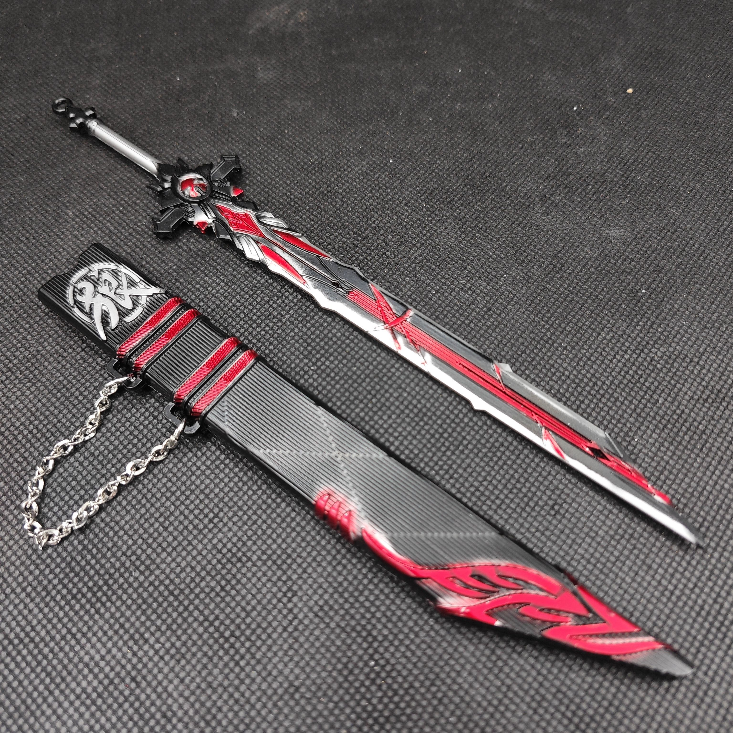 anime inspired mini metal sword keychain alloy unopened blade pendant ...