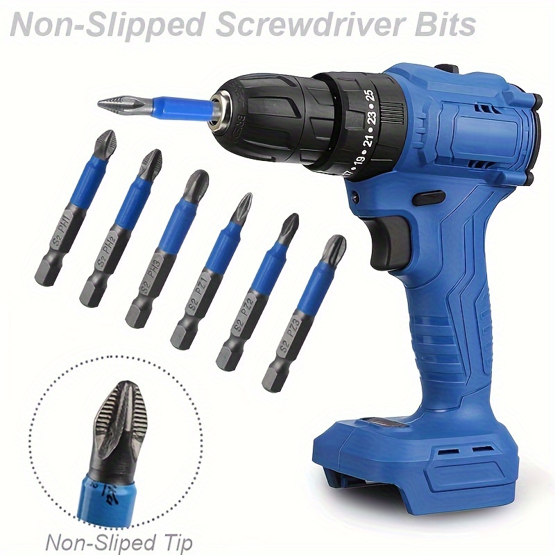6pcs Magnetic Bit Set Non Slip Cross Head 1 4 Hex Shank S2 Steel PH1 PH2 PH3 PZ1 PZ2 PZ3 Ideal for Electric Drills Grip Screwdriver Set