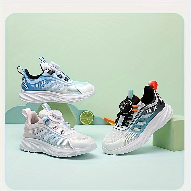 Casual Low Top Mesh Sneakers With Rotating Button For Boys, Breathable ...