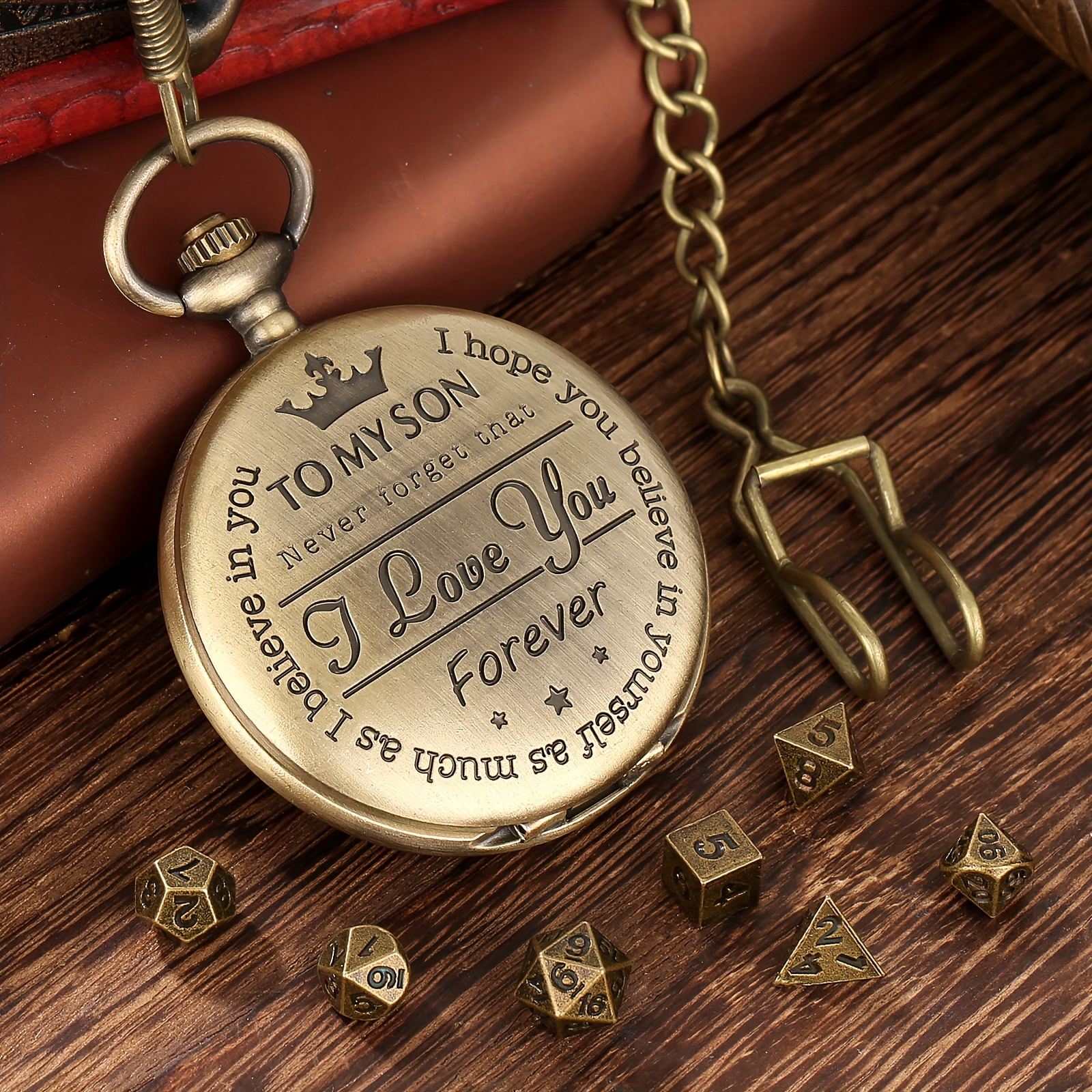Bronze Pocket Watch Dice Set Role Playing Games Engraved " - Temu France