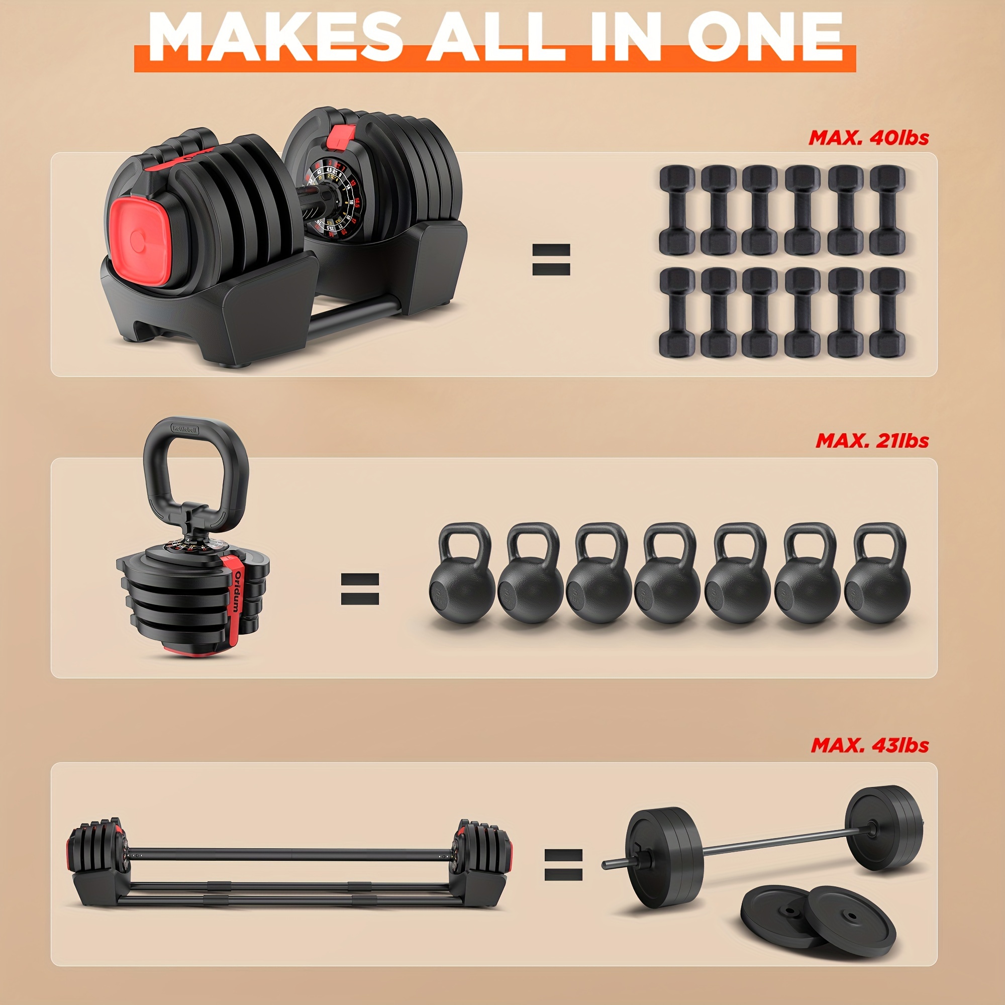 3 40lbs Adjustable Dumbbell 12 Weight Options [dumbbell - Temu