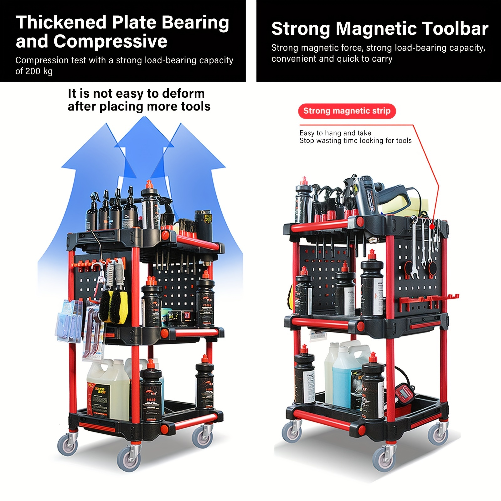 Car Wash Detail Trolley Three tier Tool Cart Utility Carts - Temu