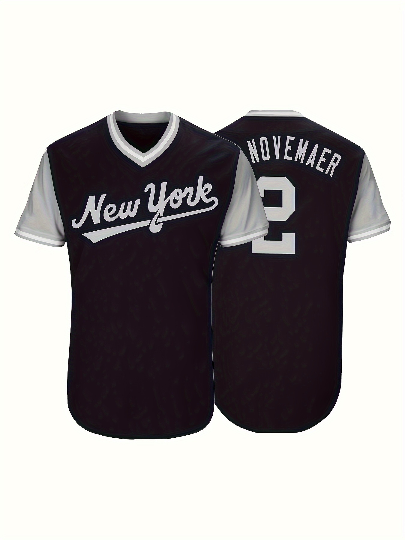 Men's New York #2 Color Block Embroidery Baseball Jersey - Temu New Zealand