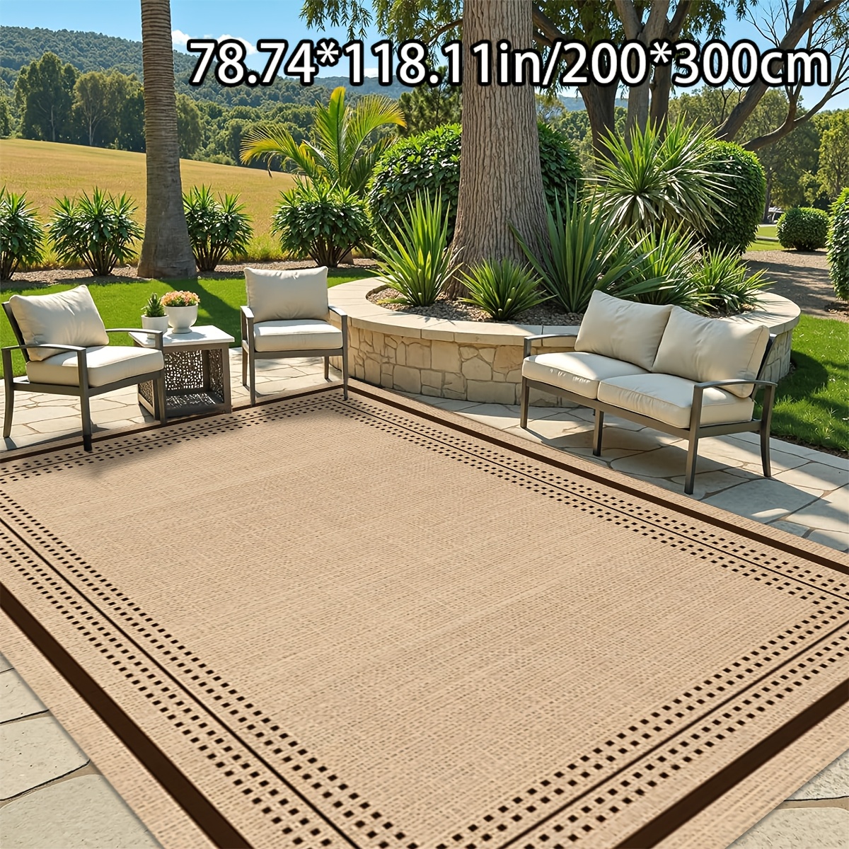 plastic outdoor rugs sold on Temu United States