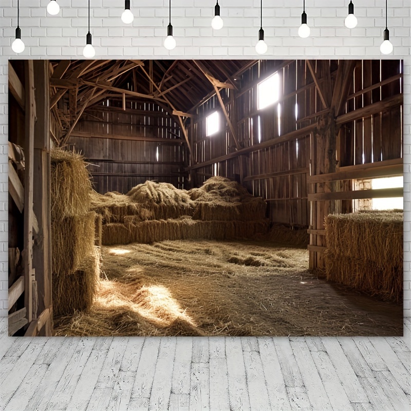 Fabric Western Farm Barn Nativity Backdrop Interior Old Barn - Temu Ireland