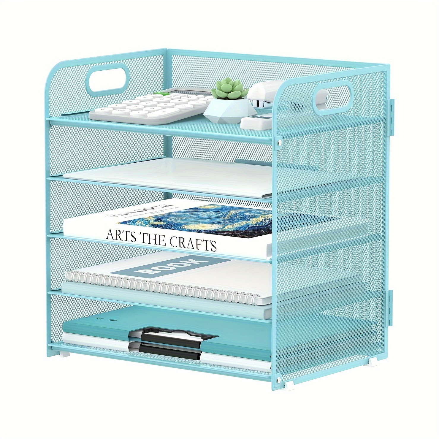 5-tier Desk Storage Box With Handle, Grid Paper/file Organizer, Office ...