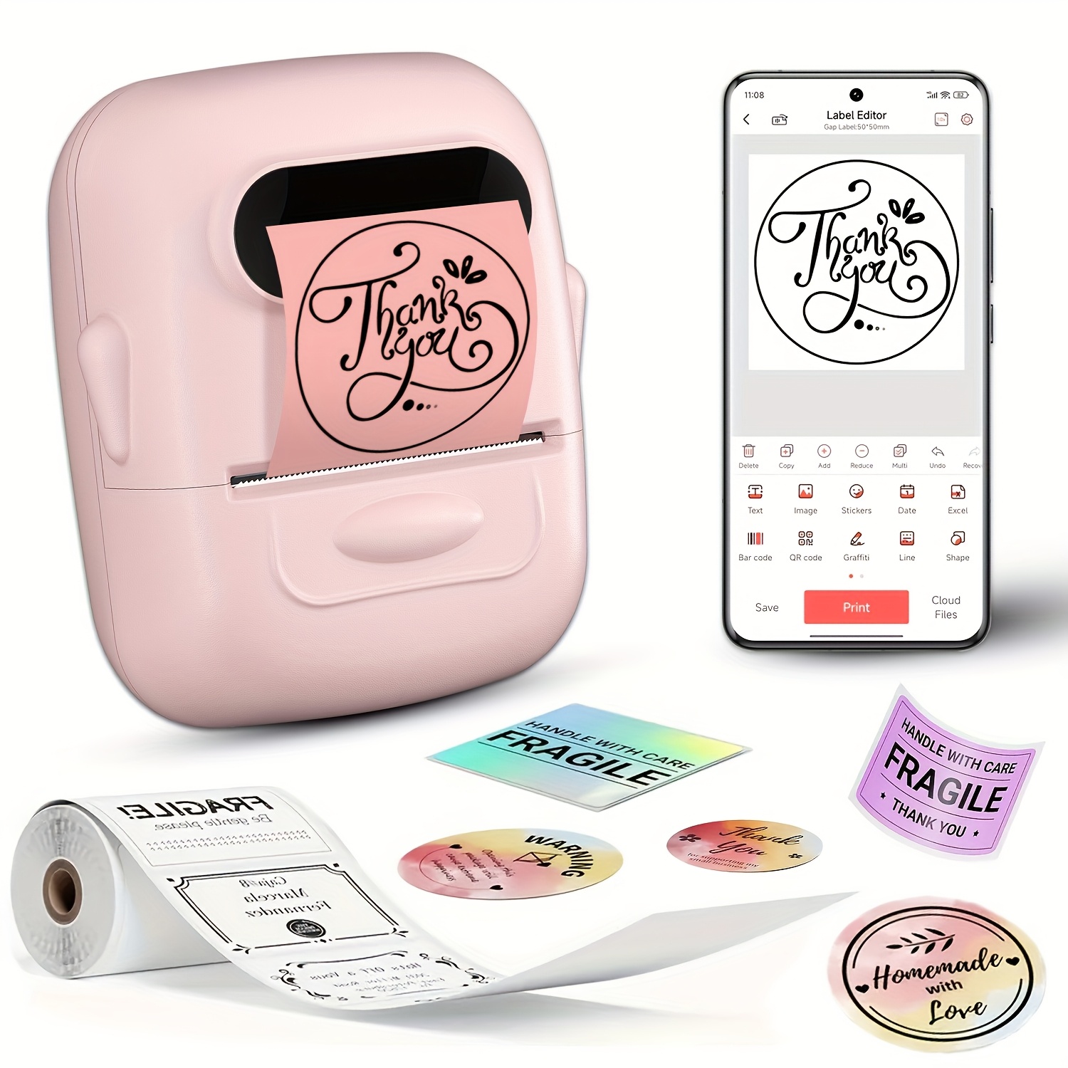 color label printer sold on Temu United States
