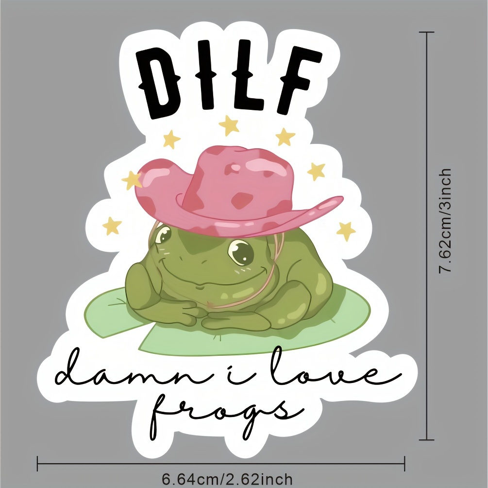 "dilf Damn Love Frogs" Cute Frog Sticker Cowboy Hat - Temu