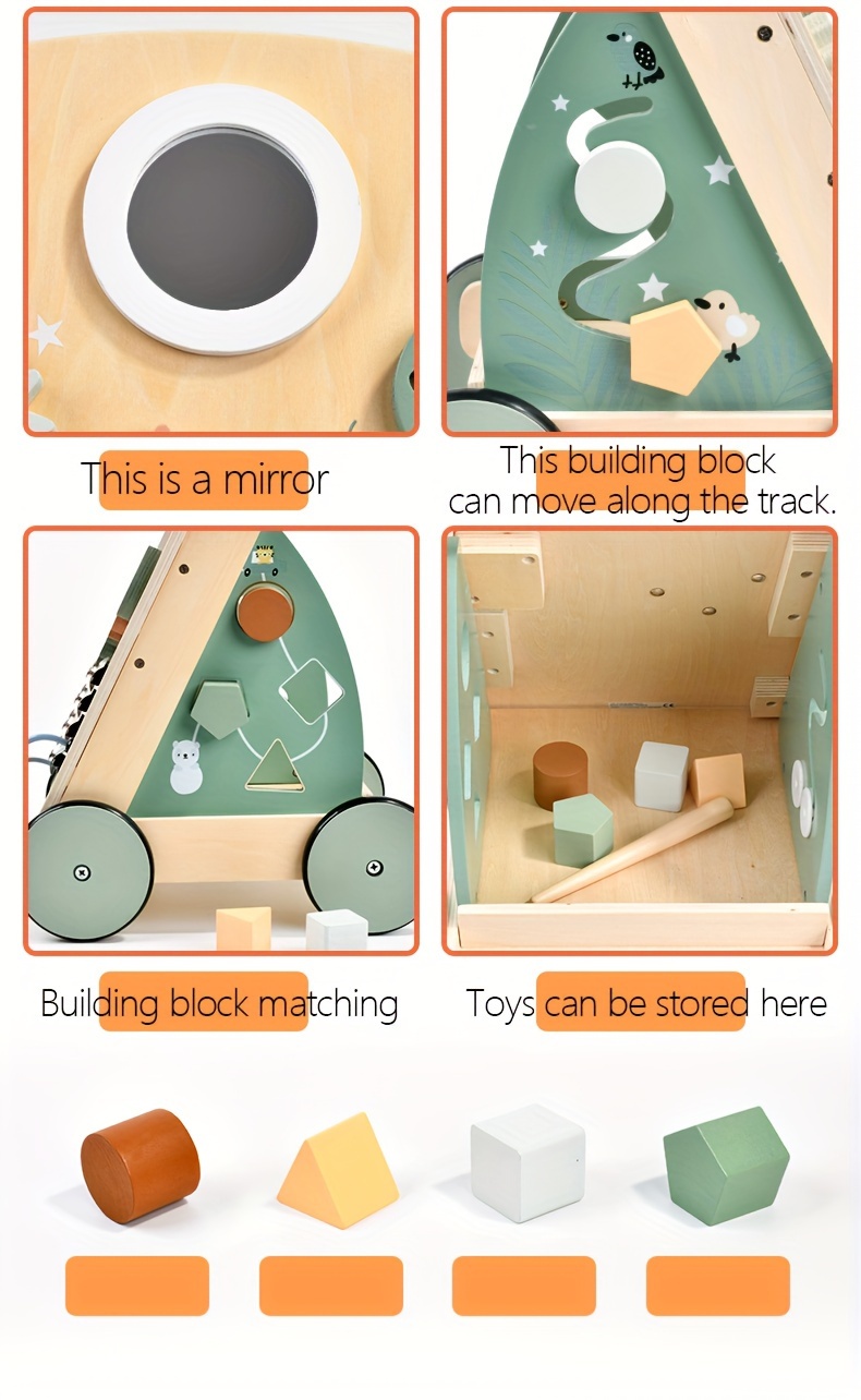 Interactive Wooden Baby Walker Toy Push Pull Learning - Temu South Africa