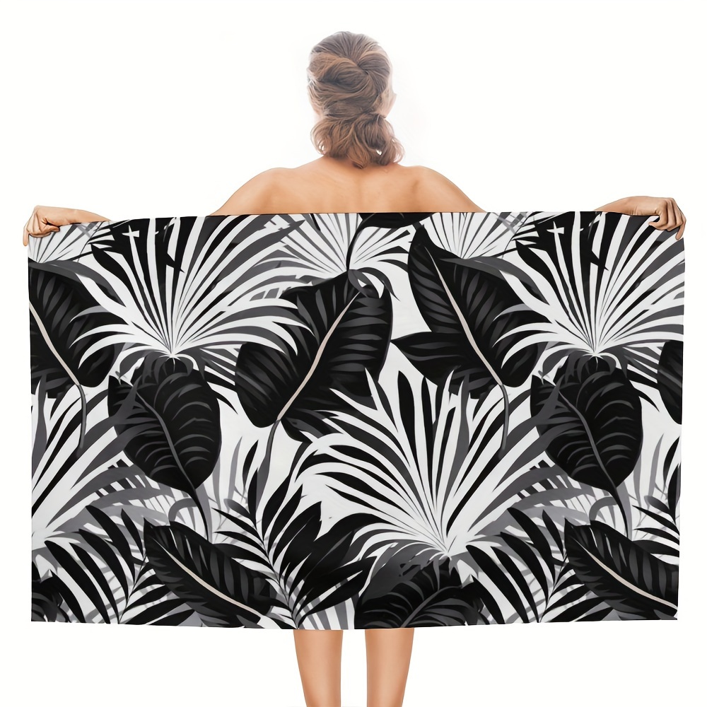 Leaf Pattern Beach Towel Super Absorbent Beach Towel - Temu Australia