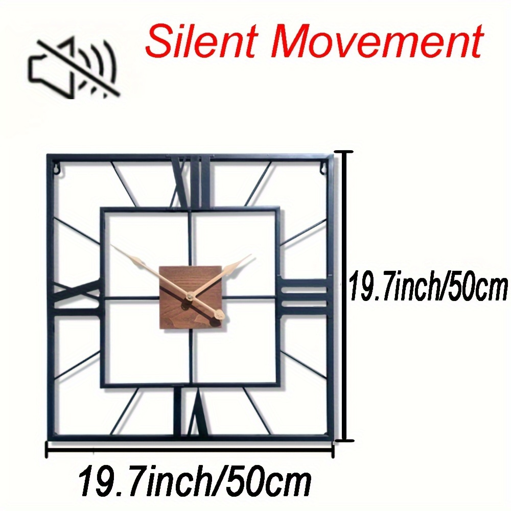1pc 23 6 square metal silent wall clock modern and stylish room bedroom ...
