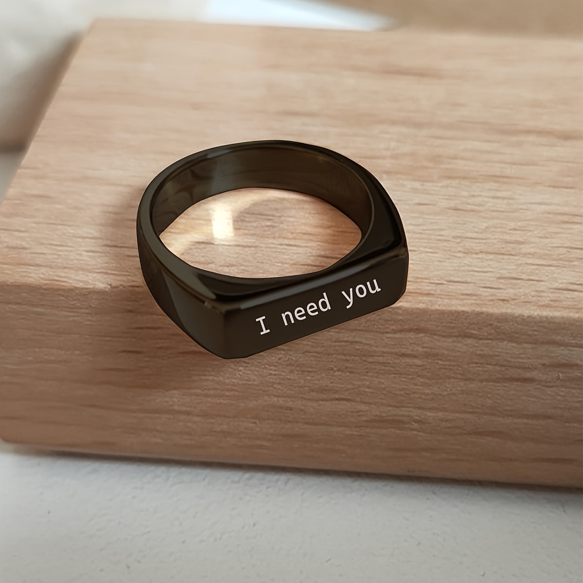 Fashion Simple Style Stainless Steel Ring Love Pattern Ring - Temu ...