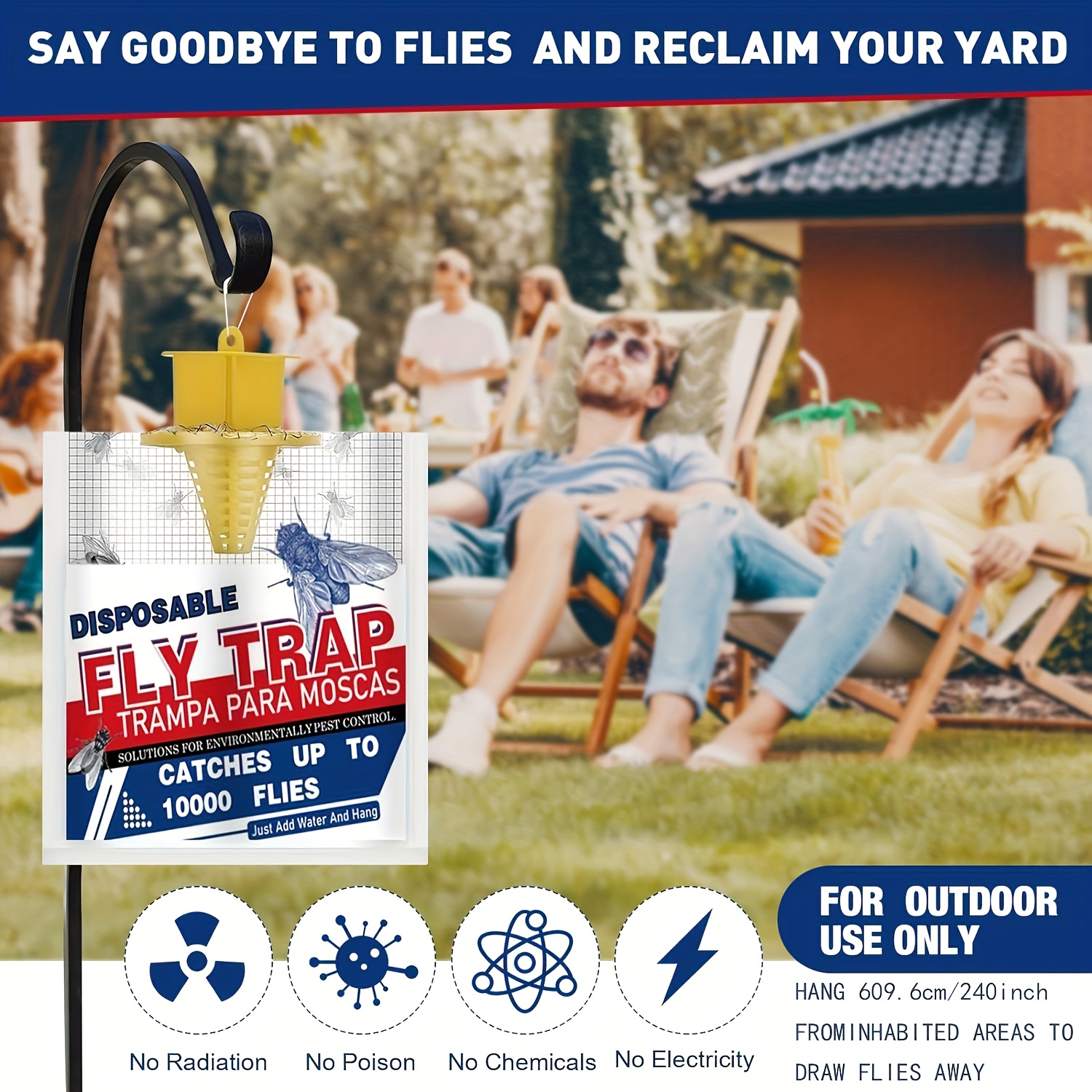 1pc Easy-hang Stable Fly Trap - Disposable, No Power Needed, Natural ...