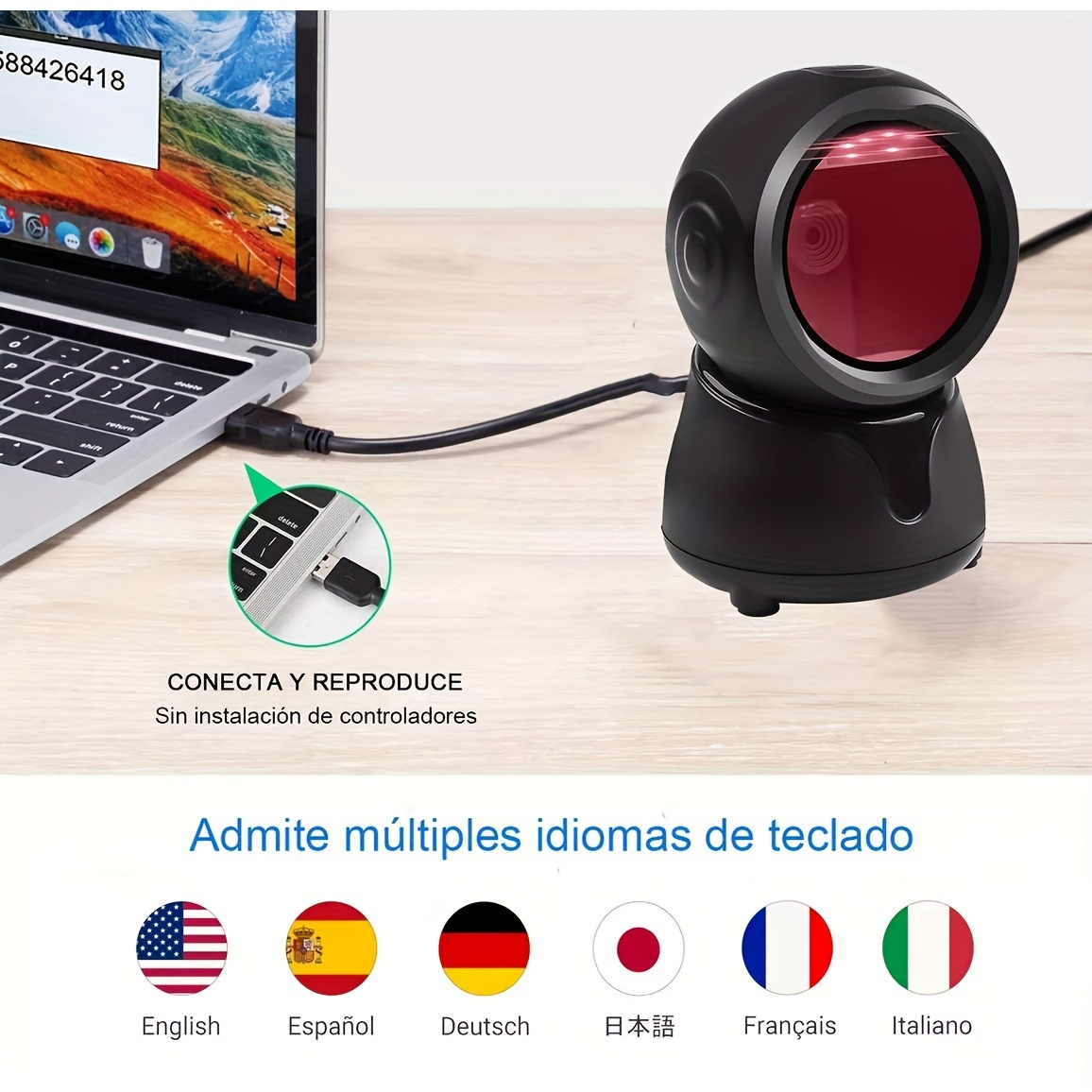 1d 2d Barcode Scanner Qr Hands free Barcode Reader - Temu