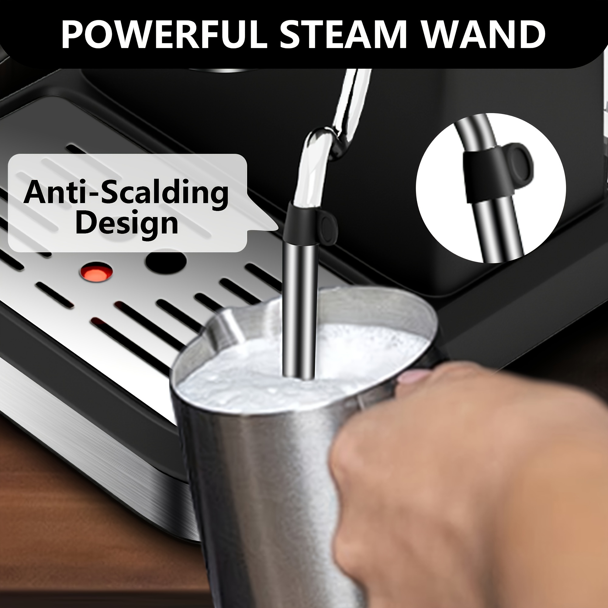 Automatic Espresso Machine, 20 Bar 1.5l (50oz) Water Tank Milk Frother ...