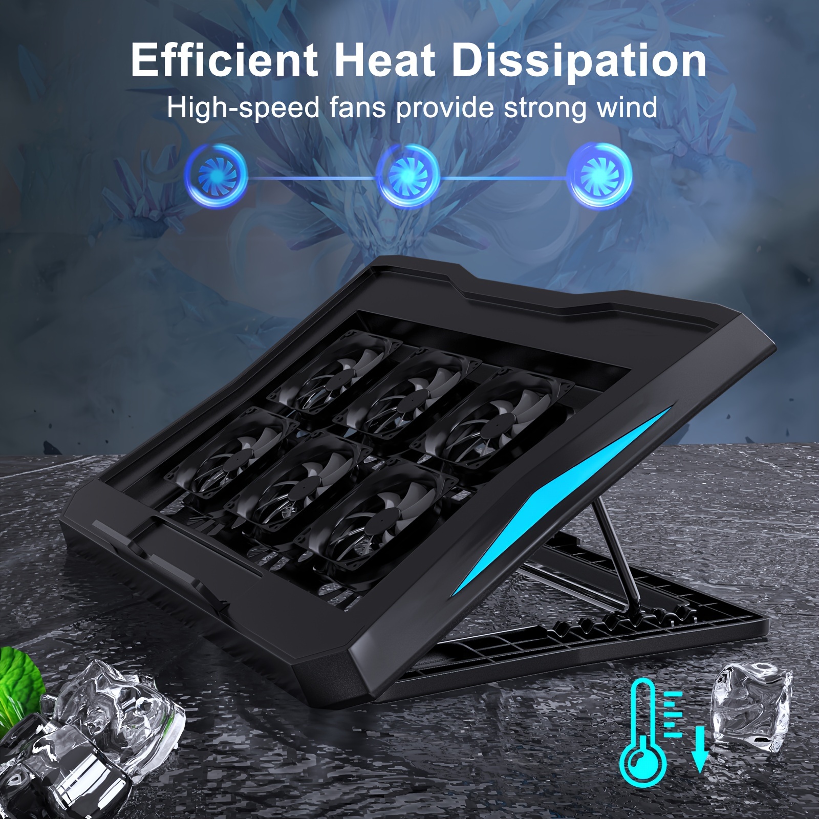 Laptop Cooling Stand 6cooling Fans 4 Levels Adjustable Led - Temu