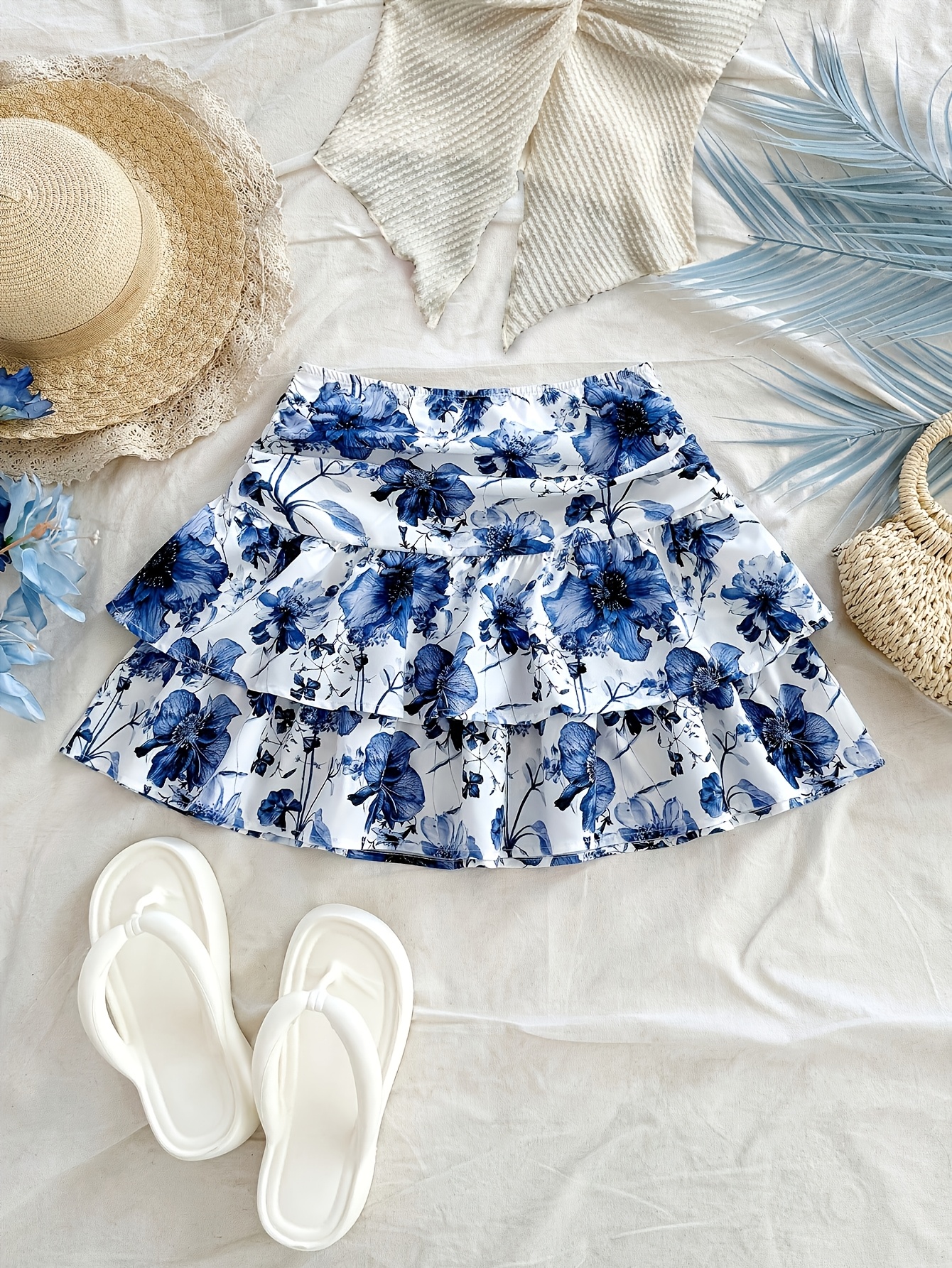 layered denim mini skirt sold on Temu United States