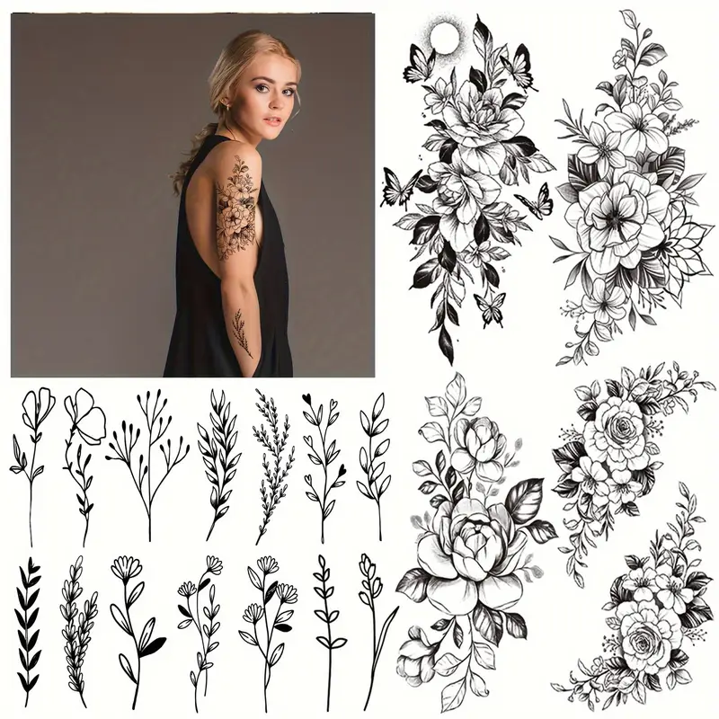 Temporary Tattoos Women Tattoos In Mixed Styles Temu Canada
