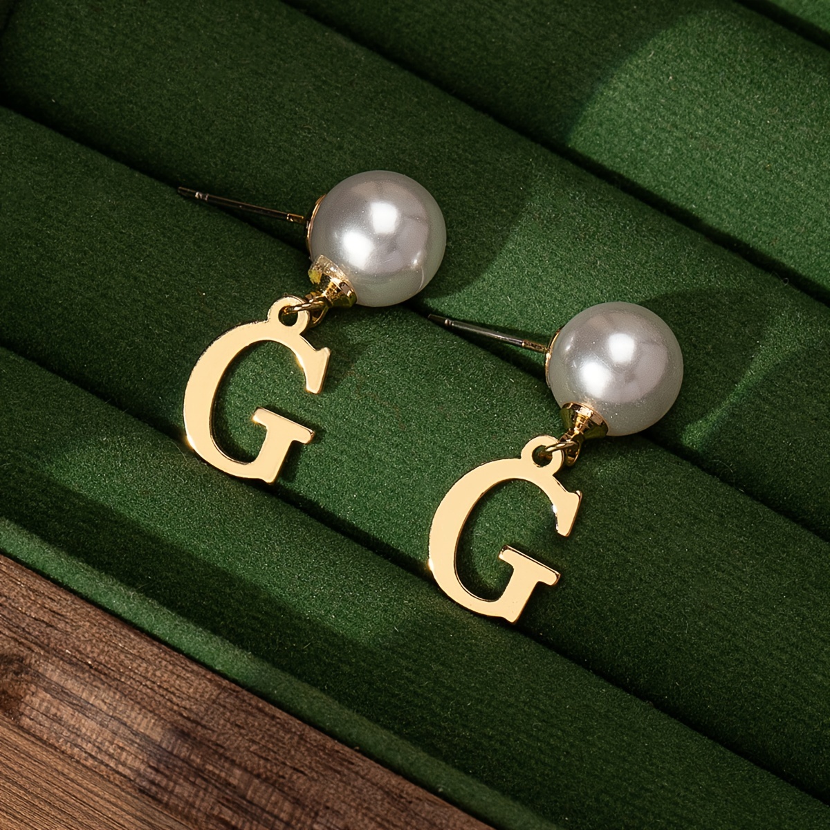 Letter S Pendant Faux Pearl Decor Dangle Earrings Elegant - Temu United ...