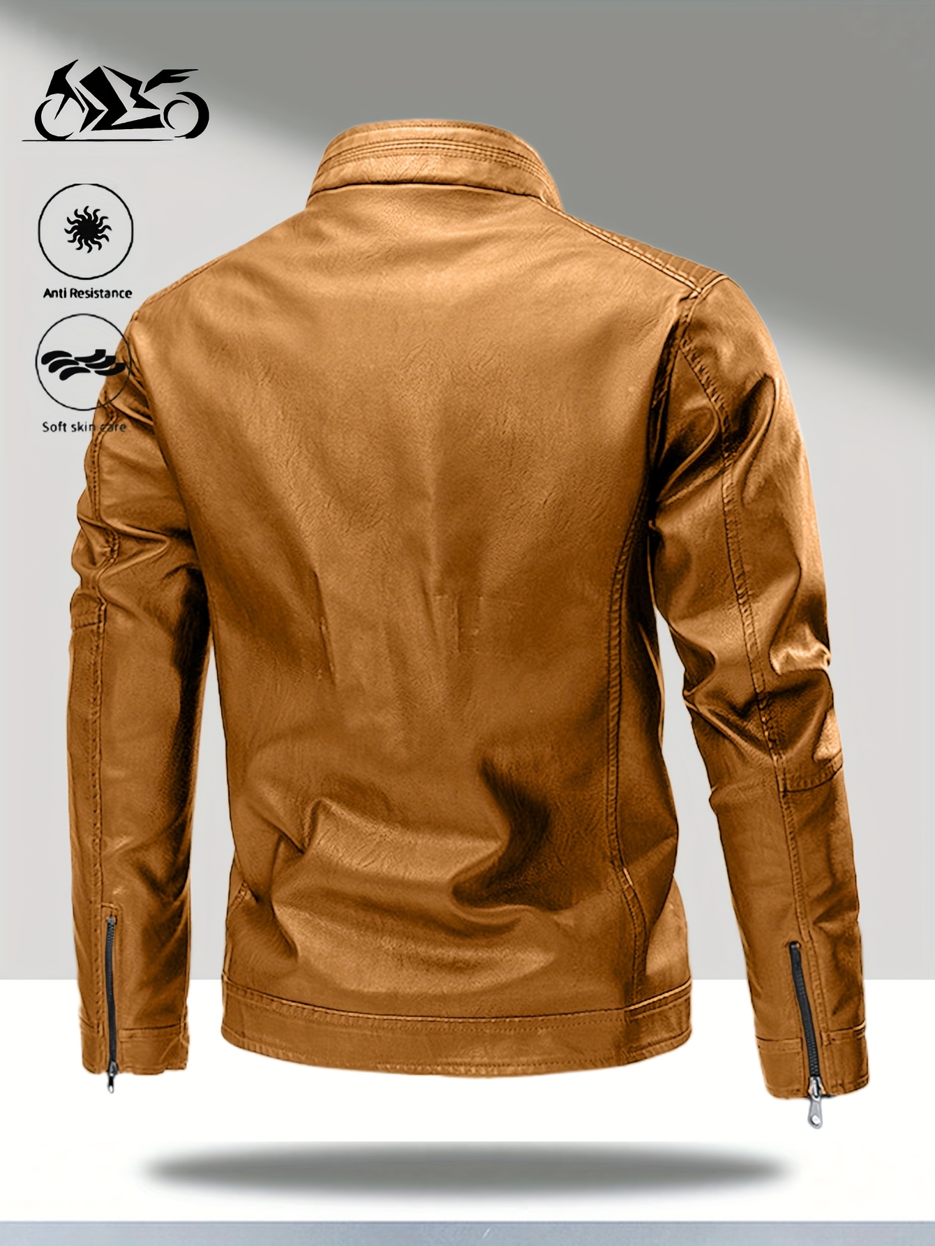 Men'S Solid Color leather Jacket